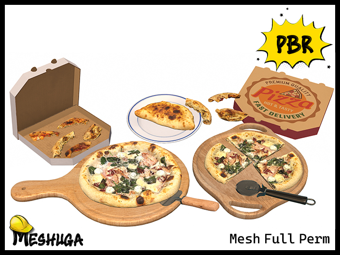 Second Life Marketplace - Meshuga PBR Pizza - Bianca FULL PERM MESH