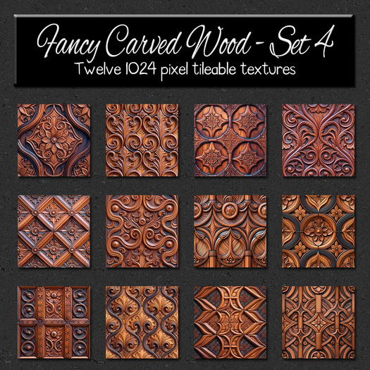 Second Life Marketplace - *Wallflowers* Fancy Carved Wood - Set 4