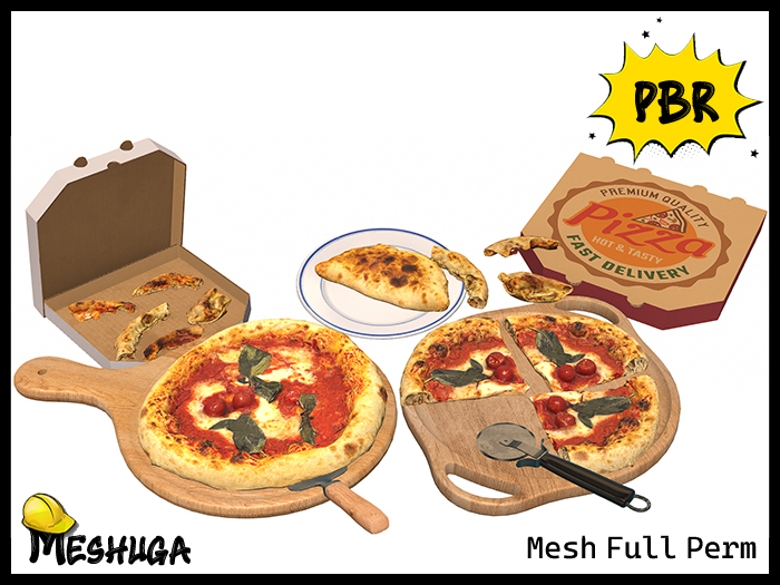 Second Life Marketplace - Meshuga PBR Pizza - Margarita FULL PERM MESH