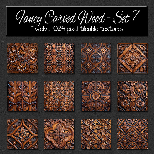 Second Life Marketplace - *Wallflowers* Fancy Carved Wood - Set 7