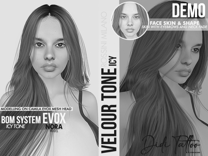 Second Life Marketplace - DEMO//NORA Face Skin-ICY Tone + Shape (DIDI ...