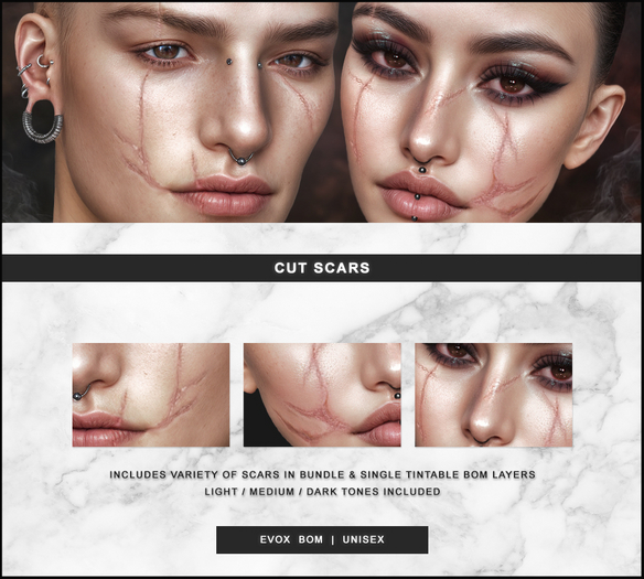 Second Life Marketplace - .MILA. Cut Scars [EvoX BOM]