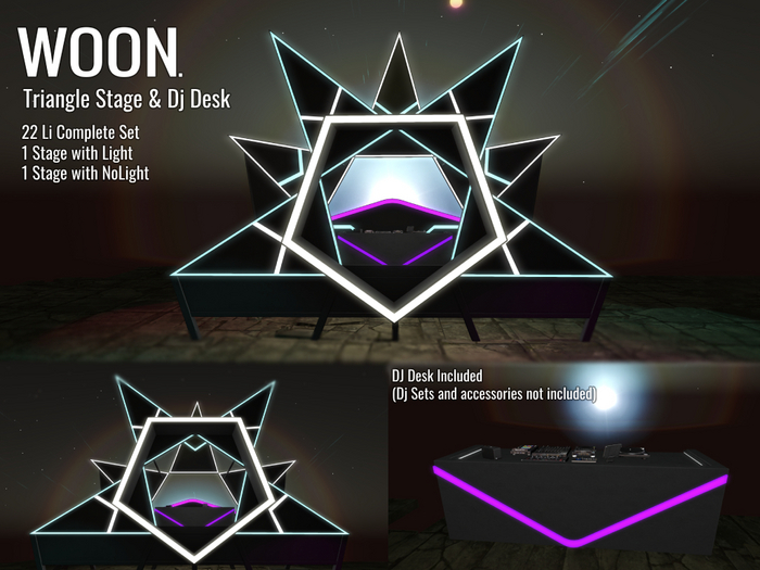 Second Life Marketplace - WOON. - Triangle Stage & Dj Desk - Black