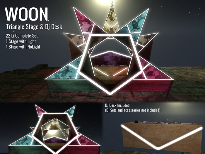 Second Life Marketplace - WOON. - Triangle Stage & Dj Desk - Wood