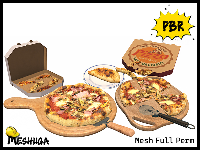 Second Life Marketplace - Meshuga PBR Pizza - Capricciosa FULL PERM MESH