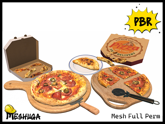 Second Life Marketplace - Meshuga PBR Pizza - Chorizo FULL PERM MESH