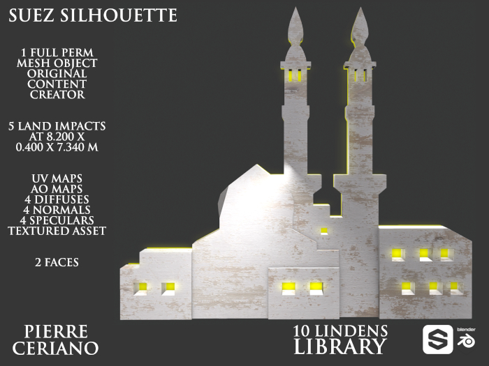 Second Life Marketplace - Suez silhouette - 5 LI - FULL PERM Mesh
