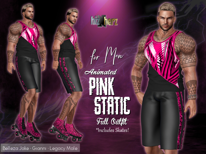 Second Life Marketplace - hizNherz Pink Static Men's Outfit (Animated)