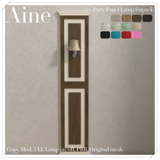 Second Life Marketplace - Aine - Patty Panel Lamp Fatpack (ADD)
