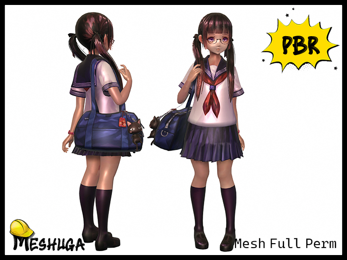 Second Life Marketplace - Meshuga PBR Sora Anime Student Character FULL ...