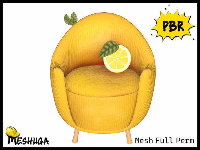 Second Life Marketplace - Meshuga PBR Summer Fun - Lemon Armchair FULL ...