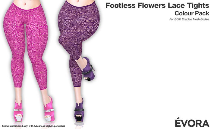 Second Life Marketplace - EVORA - Footless Flowers Lace Tights (Colour ...