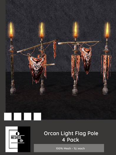 Second Life Marketplace - MeshedUp: Orcan Light Flag Pole Pack - Add Me