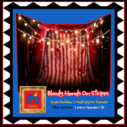 Second Life Marketplace - Clussy + Photo Box + Bloody Hands On Stripes ...
