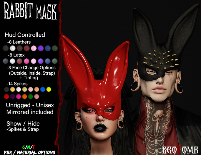 Second Life Marketplace - -egotomb- Rabbit Mask - PBR unrigged