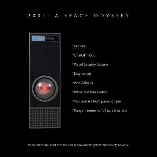 Second Life Marketplace - Hal 9000 ChatGPT bot + Parcel Security
