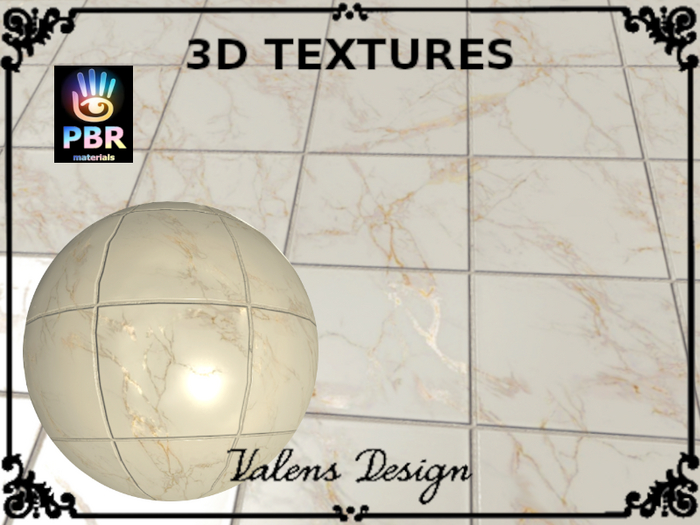 Second Life Marketplace - 3 seamless PBR materials WHITE & GOLD Marble ...