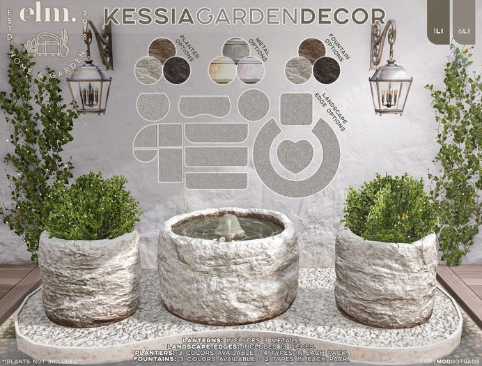 Second Life Marketplace - Elm. Kessia Garden Decor [FATPACK]