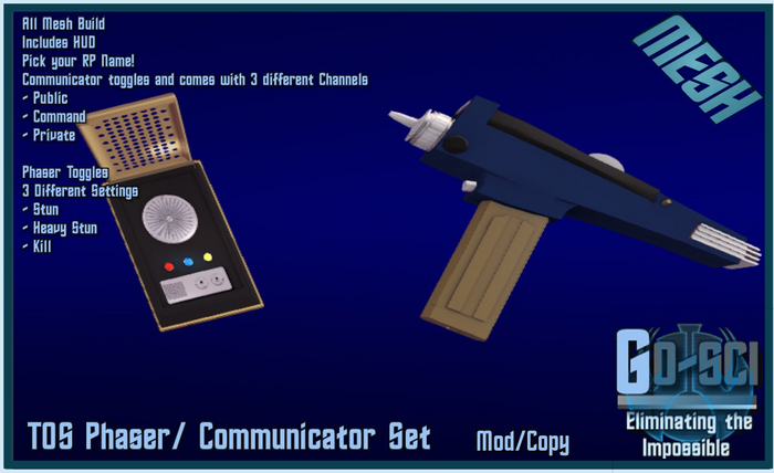 Second Life Marketplace - GO-SCI TOS Communicator Phaser Package,1.1 no ...