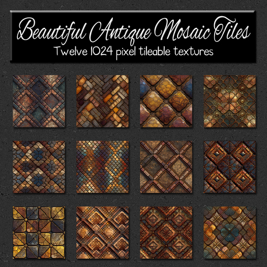 Second Life Marketplace - *Wallflowers* Beautiful Antique Mosaic Tiles