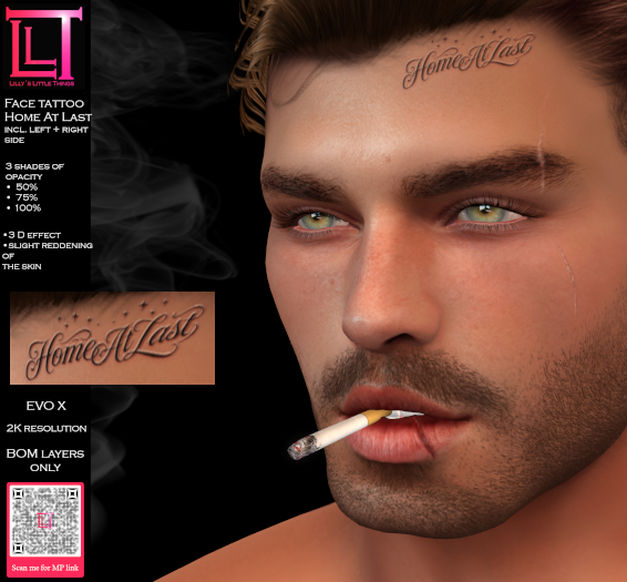 Second Life Marketplace - Face tattoo Home At Last EVO X *LLT*