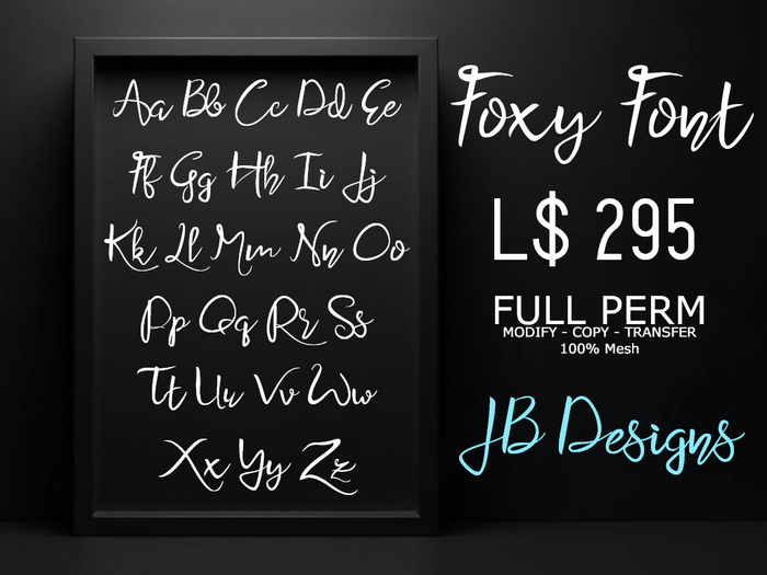 Second Life Marketplace - JB Designs - Foxy Font - FULL PERM