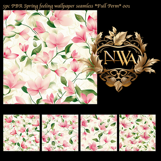 Second Life Marketplace - 5pc PBR Spring feeling wallpaper texture ...