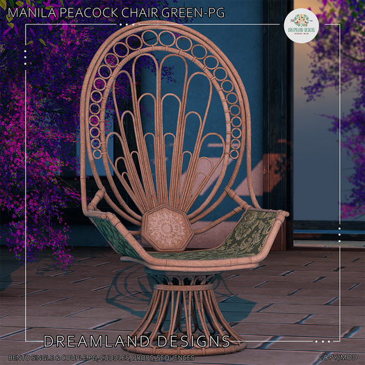 Second Life Marketplace - DD Manila Peacock Chair Green-PG