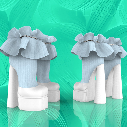 Second Life Marketplace - White Sky Ruffle Heels Kupra