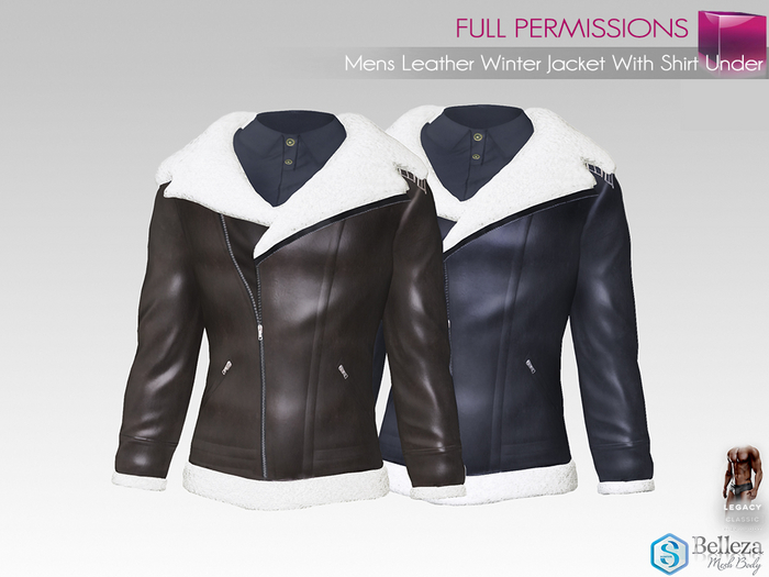 Second Life Marketplace - Full Perm Men's Fur Lining Leather Winter ...