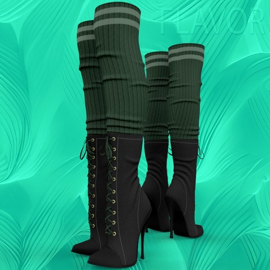 Second Life Marketplace - Black Green Socks Boots Legacy