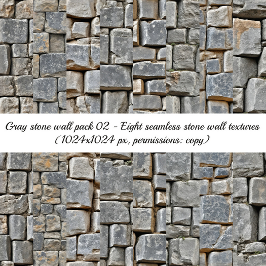 Second Life Marketplace - [Alpha Magic] Gray stone wall textures pack 02