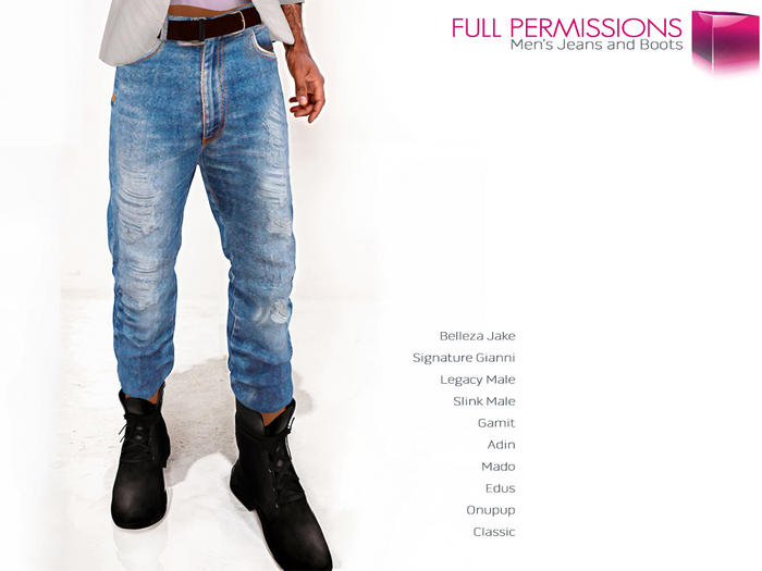 Second Life Marketplace - Full Perm Men's Slim Fit Jeans Denim Pants ...