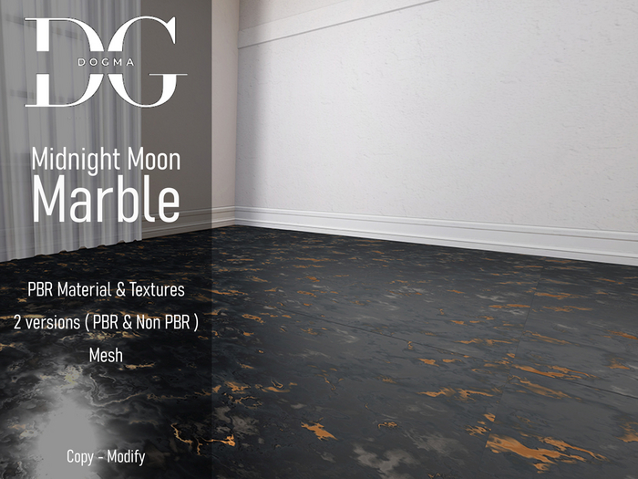 Second Life Marketplace - [Dogma] Midnight Moon Marble PBR/NON PBR