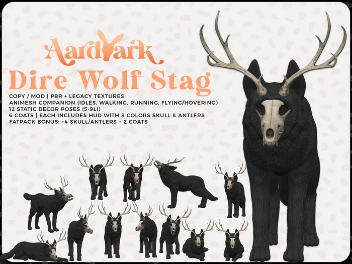 Second Life Marketplace - Aardvark : Dire Wolf Stag - Nocturnal