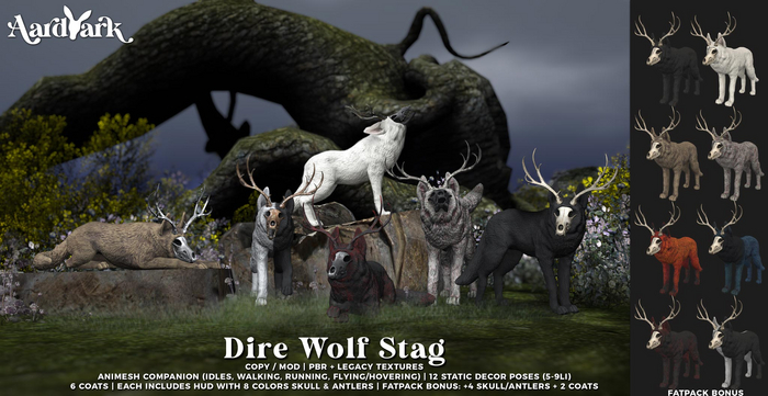 Second Life Marketplace - Aardvark : Dire Wolf Stag - FATPACK