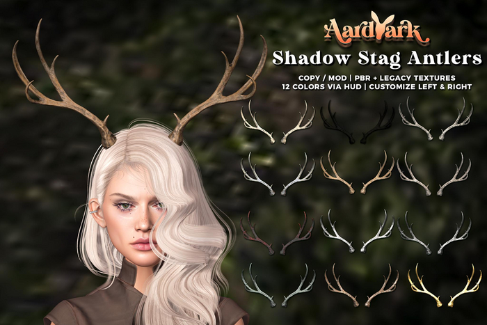 Second Life Marketplace - Aardvark : Shadow Stag Antlers
