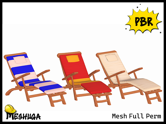 Second Life Marketplace - Meshuga PBR Beach Fun - Deck Chair FULL PERM MESH