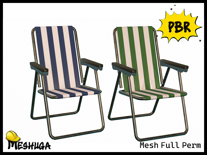 Second Life Marketplace - Meshuga PBR Beach Fun - Folding Chair FULL ...