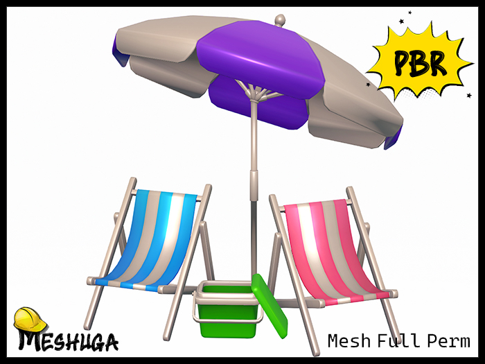 Second Life Marketplace - Meshuga PBR Kawaii Beach Chairs Set FULL PERM ...