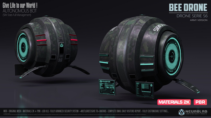 Second Life Marketplace - DRONE BEE S6 (ARMY PBR) (SECURITY/GREETER ...