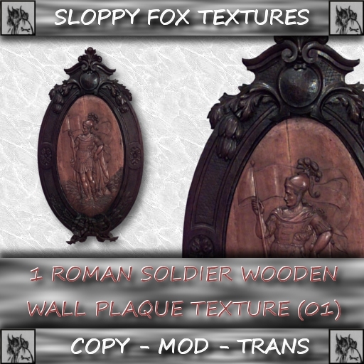 Second Life Marketplace - !!!SFD!!! Wooden Wall Plaque Texture of Roman ...