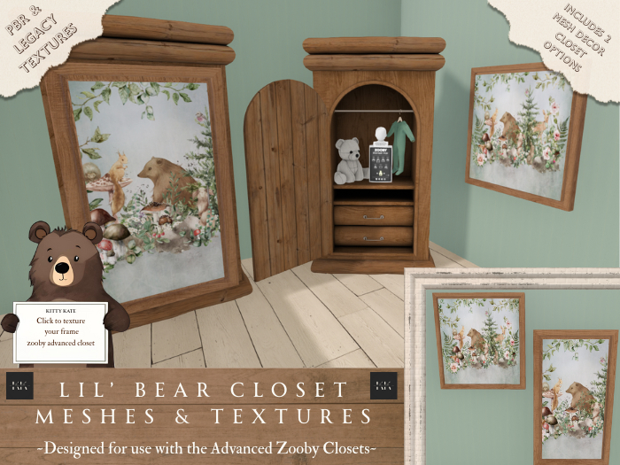 Second Life Marketplace - {KK} Zooby Advanced Closet Textures & Decor ...