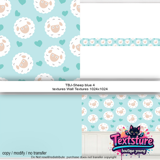 Second Life Marketplace - TBJ-Sheep blue 4 textures Wall Textures 1024x1024