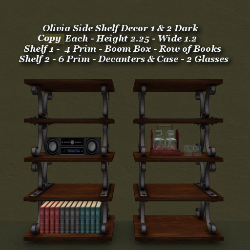 Second Life Marketplace - Olivia Side Shelf Decor 1 & 2 Dark1