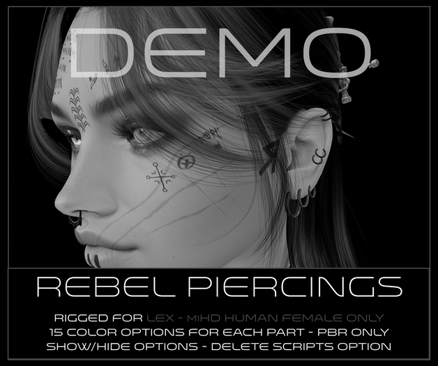 Second Life Marketplace - Rebel Piercings - LEX miHD - DEMO