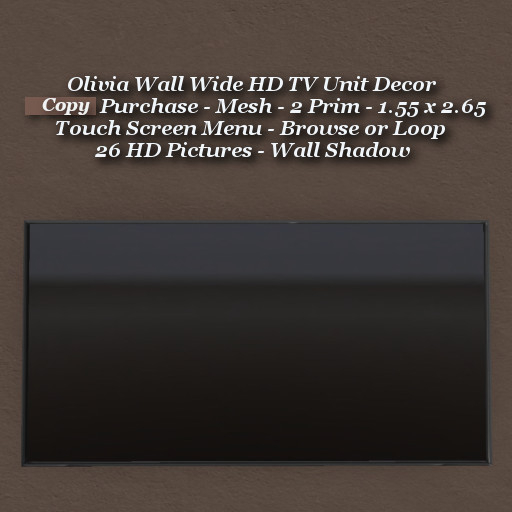 Second Life Marketplace - Olivia Wall Wide HD TV Unit Decor1