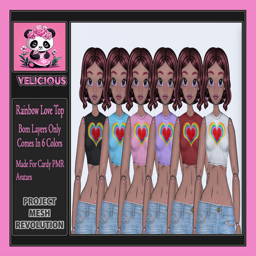 Second Life Marketplace - Cardy PMR Rainbow Love Tops