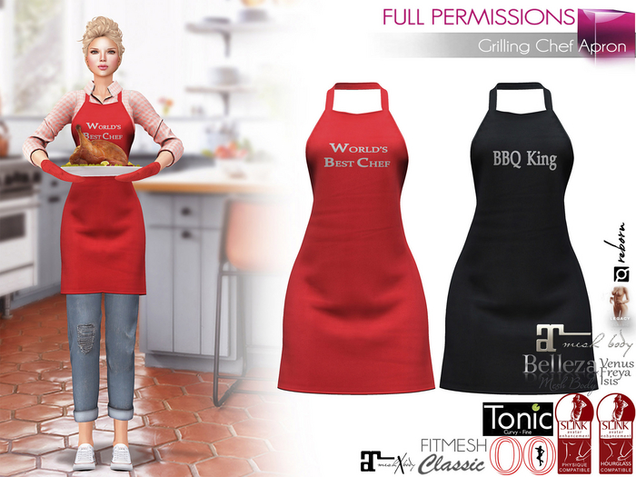 Second Life Marketplace - Full Perm Female Chef Cooking Kitchen Apron ...