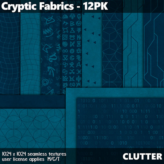 Second Life Marketplace - Clutter - Cryptic Fabrics - 12PK